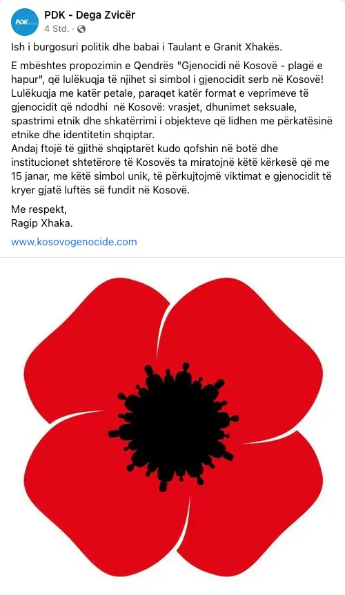 Ragip Xhaka i jep mbështetje kërkesës që lulëkuqja të bëhet simbol i ...